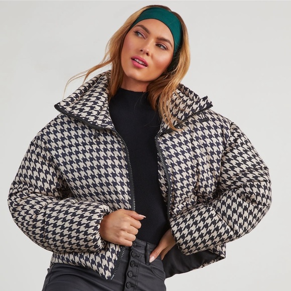 Jackets & Coats | 24 Hour Salecheck Me Out Houndstooth Puffer Jacket ...